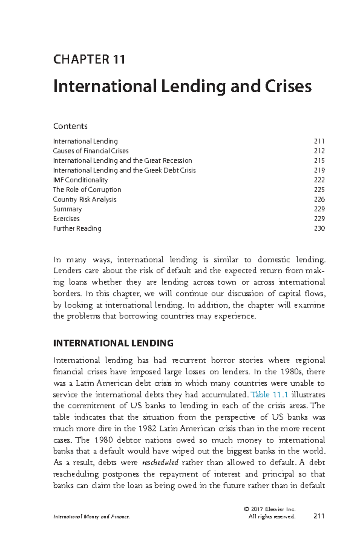 CHAPTER 11 International Lending and Financial Crises Analysis - Studocu
