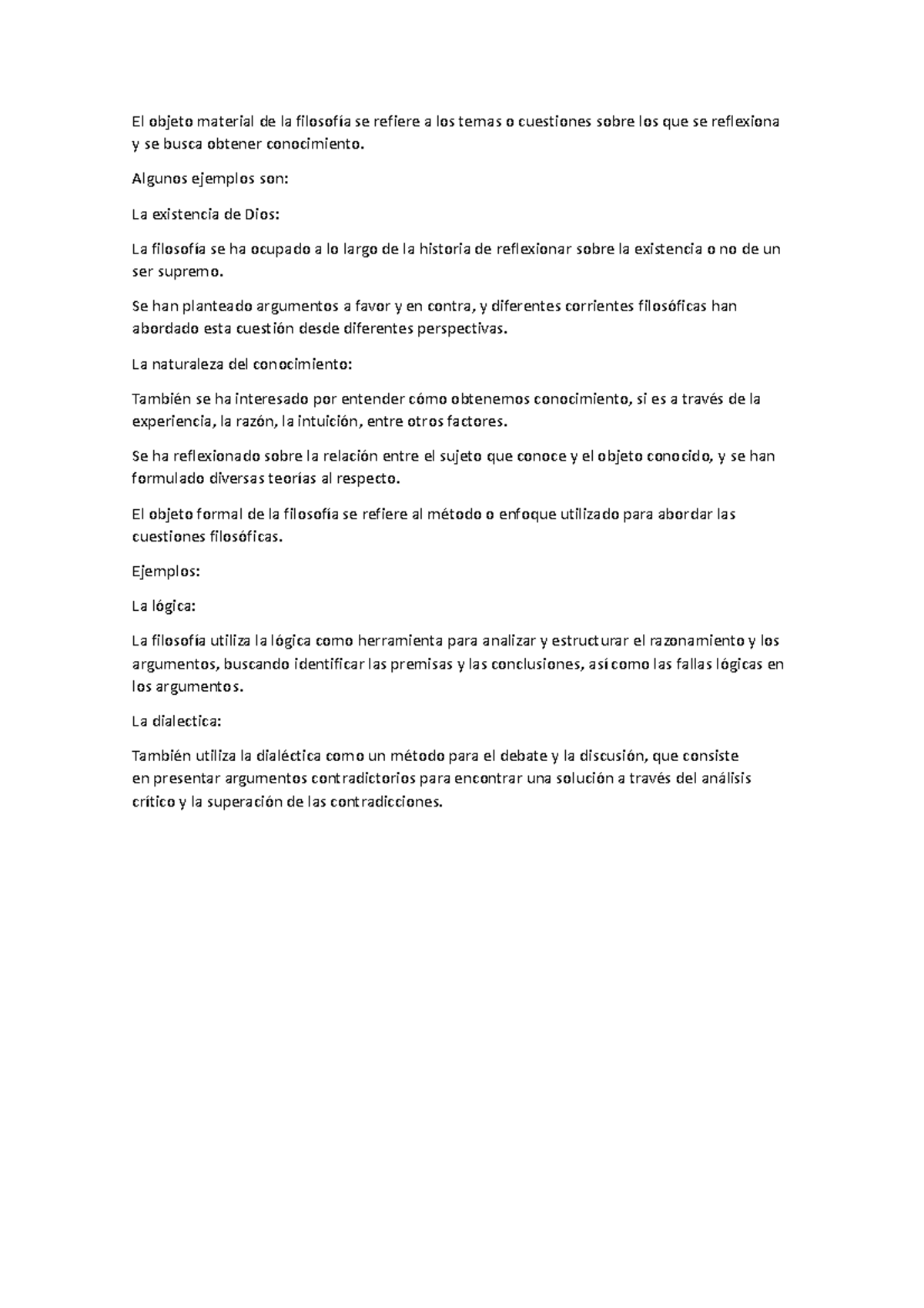 El Objeto Material y Formal en Filosofía: Análisis y Reflexión - Studocu