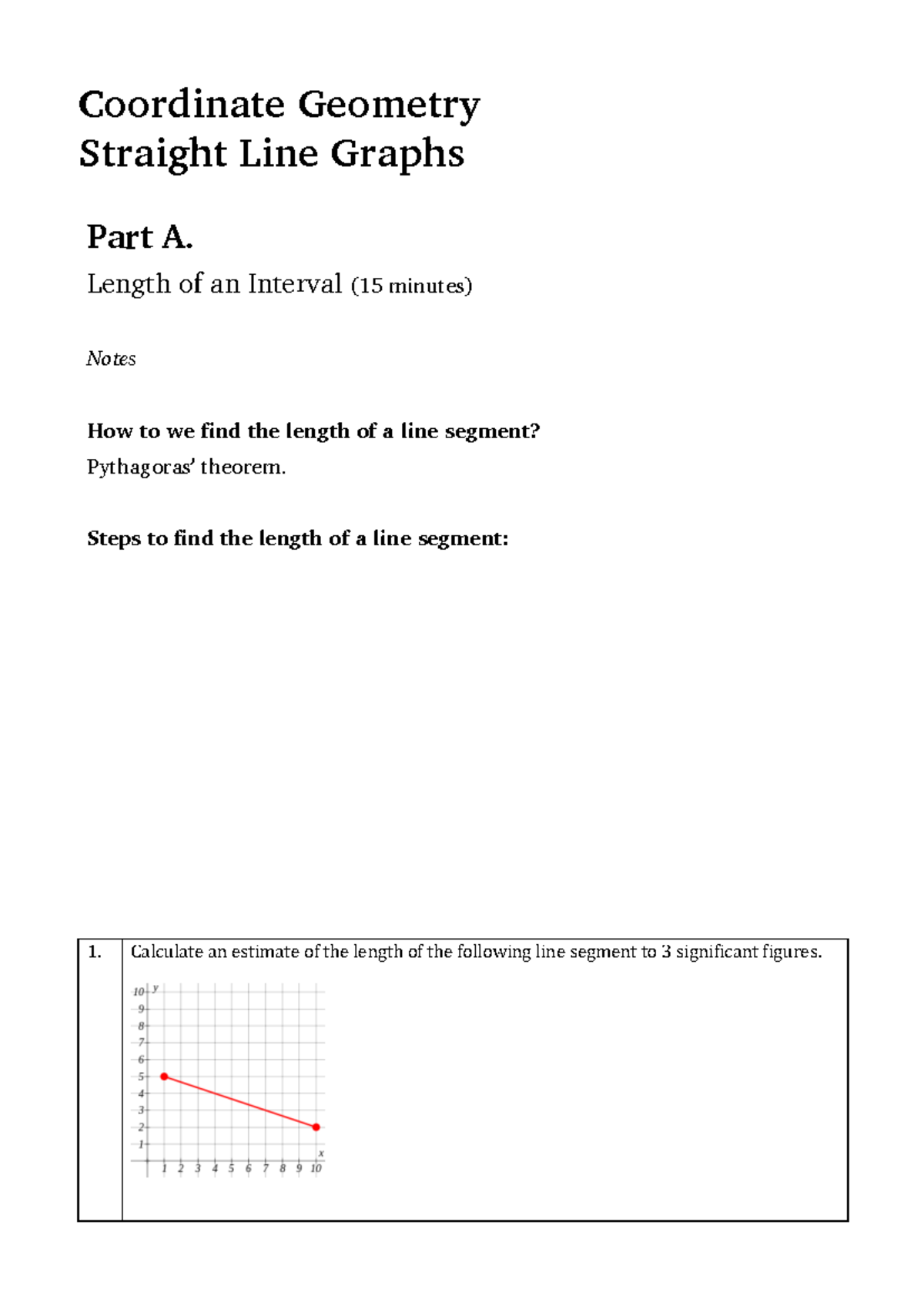 Coordinate Geometry - Coordinate Geometry Straight Line Graphs Part A ...
