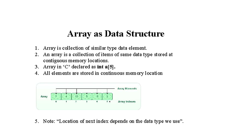 C Programming: Arrays as Data Structures - Overview and Operations - Studocu