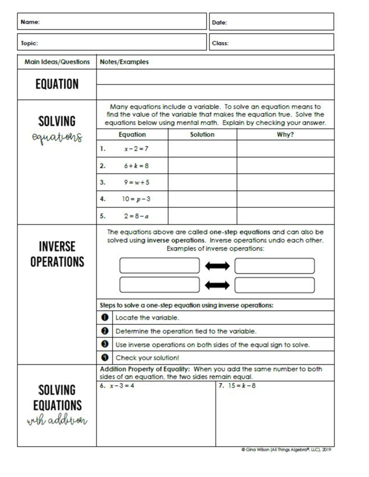 Unit 5: Solving Equations Lessons 5.1-5.2 Study Guide - Studocu