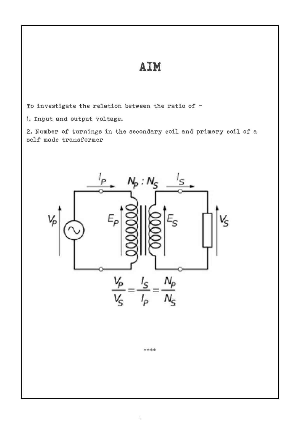 AIM 2025: Exploring Voltage Ratios in Self-Made Transformers - Studocu