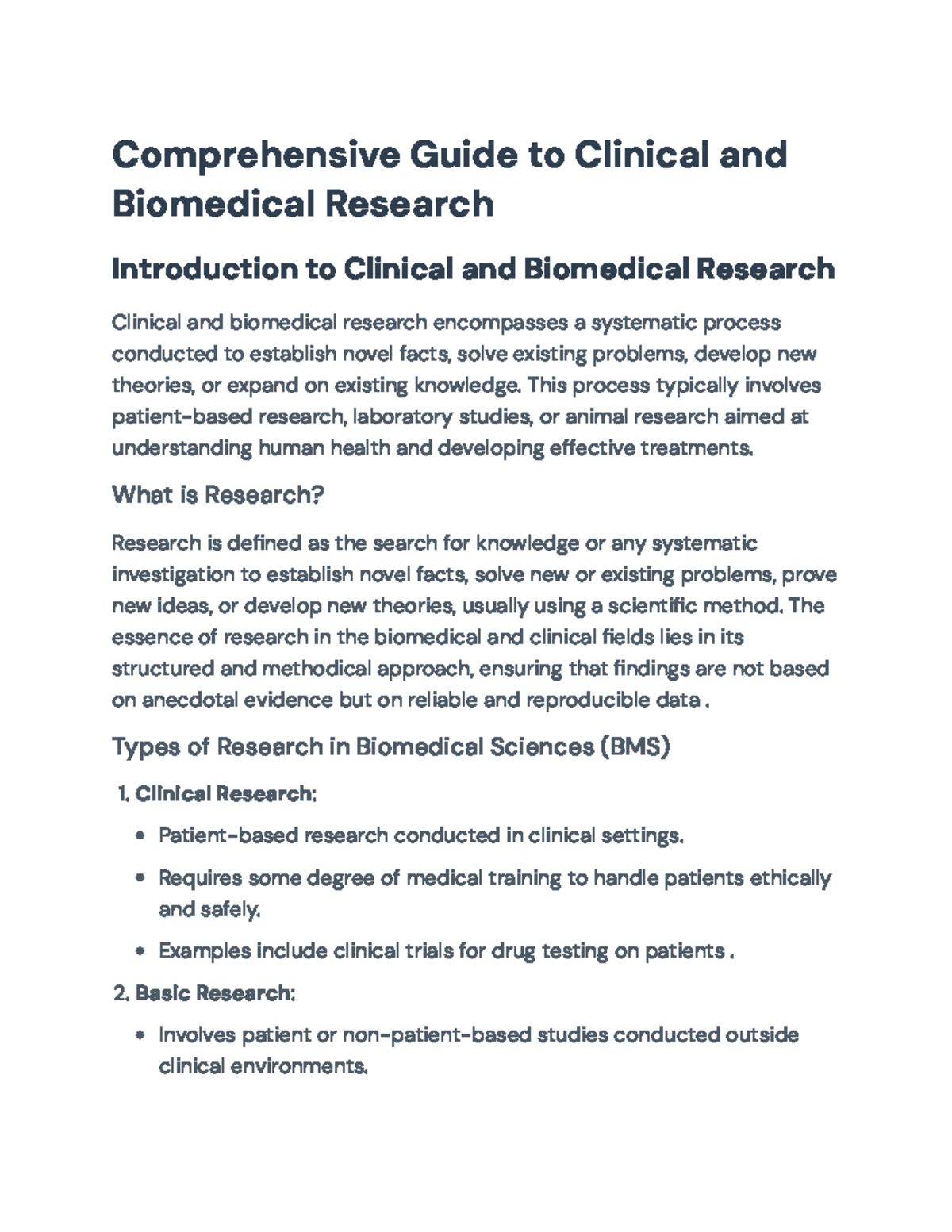 Comprehensive Notes on Clinical & Biomedical Research Processes ...