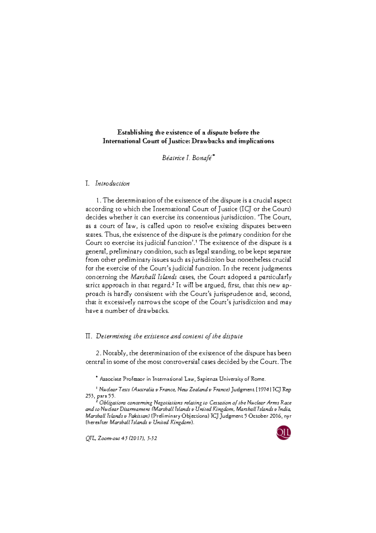 ICJ Dispute 5 - judgement - QIL, Zoom-out 45 (2017), 3 - 32 ...