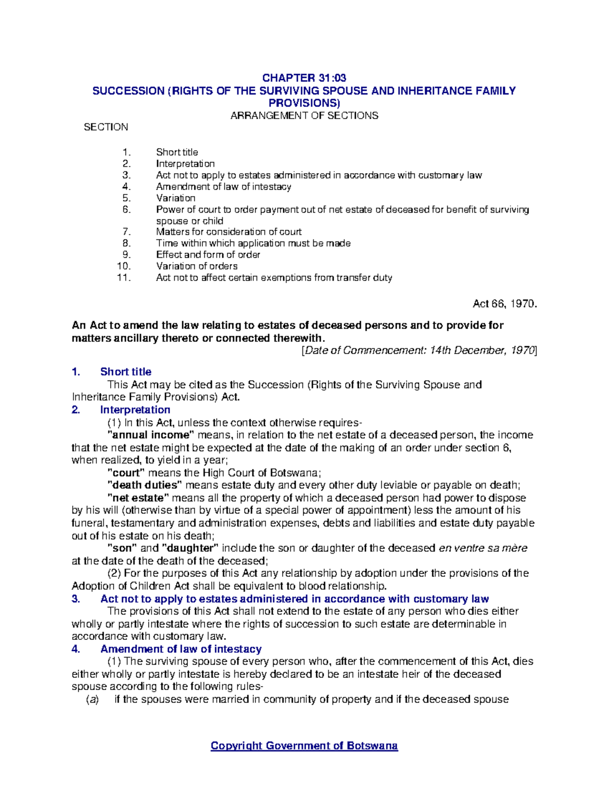Succession Rights of Surviving Spouse & Family Provisions 31-03 - Studocu