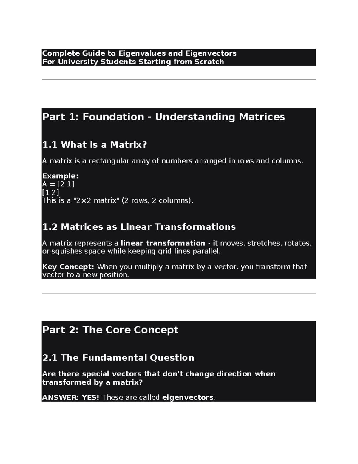 Eigenvalues and Eigenvectors: A Comprehensive Guide for Students - Studocu