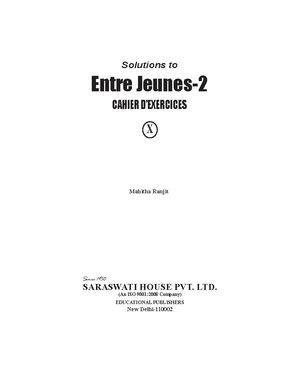 Grade 10 Entre Jeunes 2 - cahier - SECTION -A (Compréhension Écrite) I ...