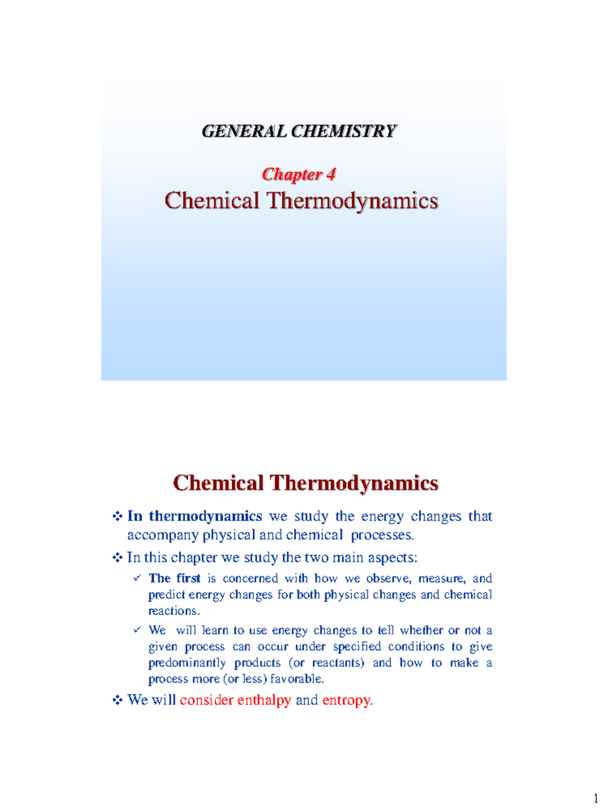 GENERAL CHEMISTRY CH4: Thermodynamics and Energy Changes - Studocu