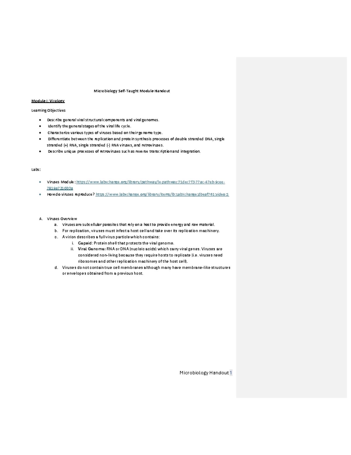 Microbiology Module Handouts: Insights on Virology, Bacteriology ...