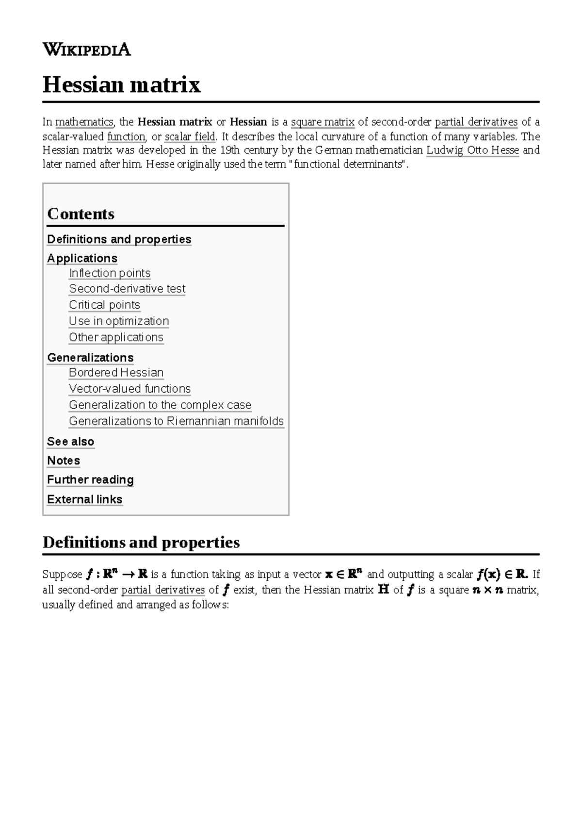 Hessian matrix - Matemáticas - Hessian matrix In mathematics, the ...