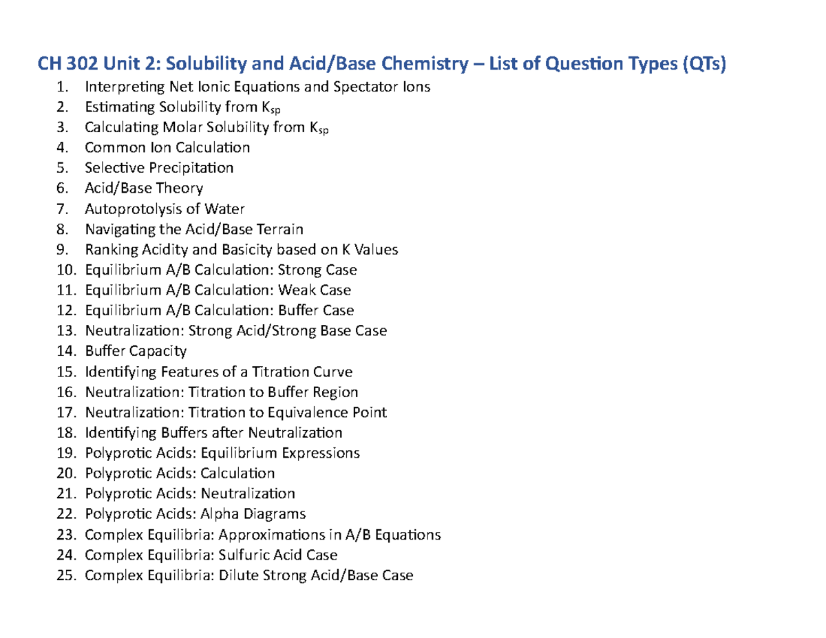 CH 302 Final Exam Review: Neutralization & Titration Calculations - Studocu