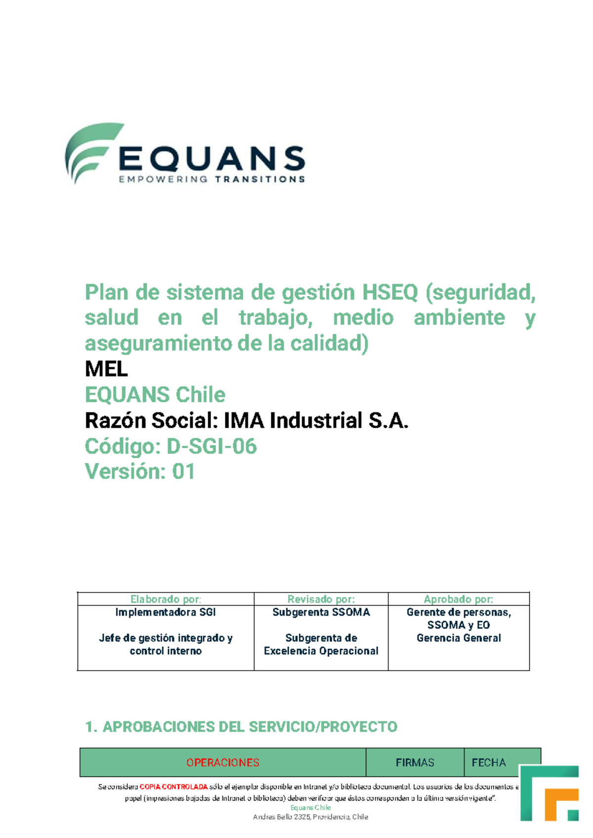 Plan de Sistema de Gestión HSEQ (Seguridad, Salud, Medio Ambiente ...