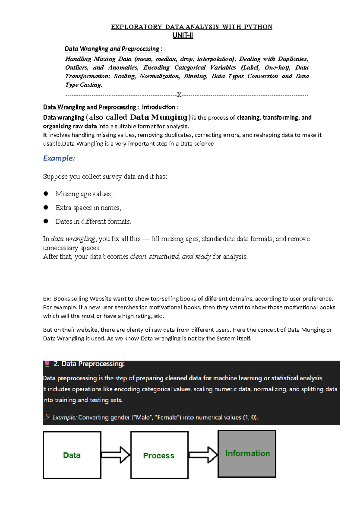 EDAP UNIT-2: Data Wrangling & Preprocessing Techniques in Python - Studocu
