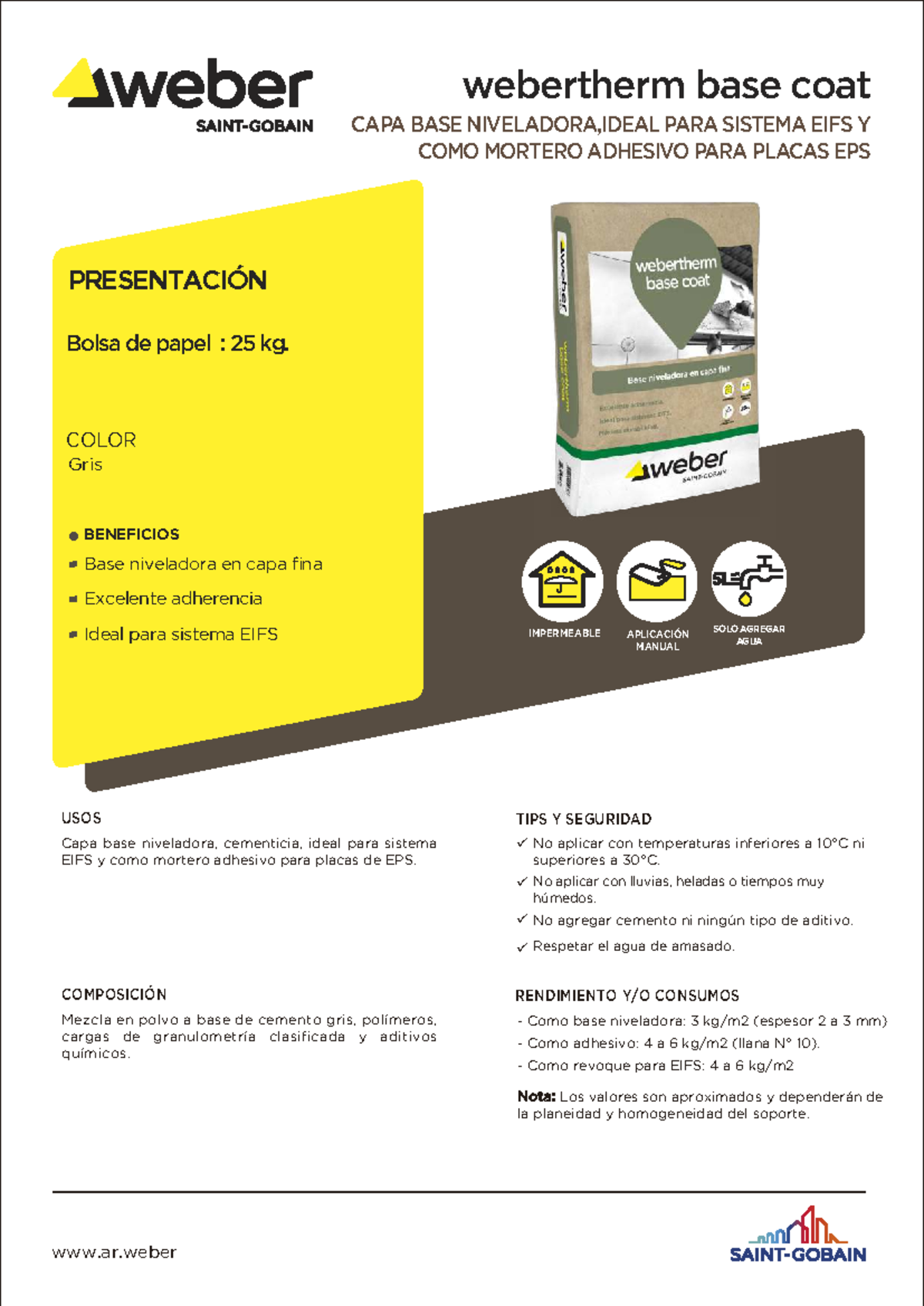 FP - Webertherm Base Coat: Ideal for EIFS Systems and EPS Adhesive ...