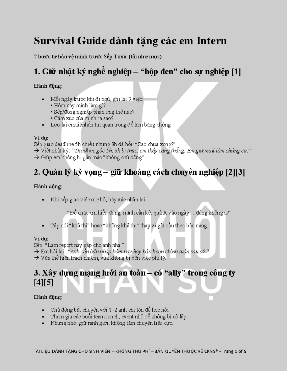 Survival Guide cho Intern: 7 Bước Đối Phó với Sếp Toxic - Studocu