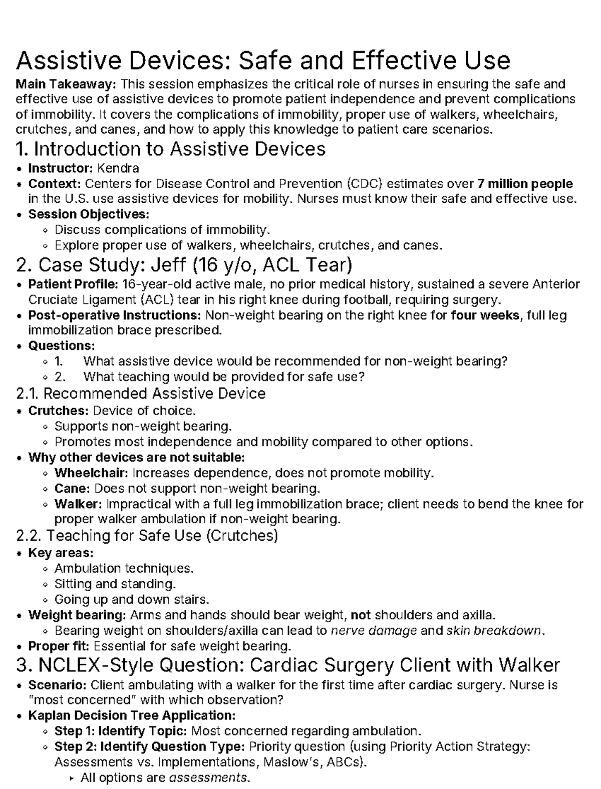 Assistive Devices in Nursing: Safe Use & Complications (NURS 101) - Studocu