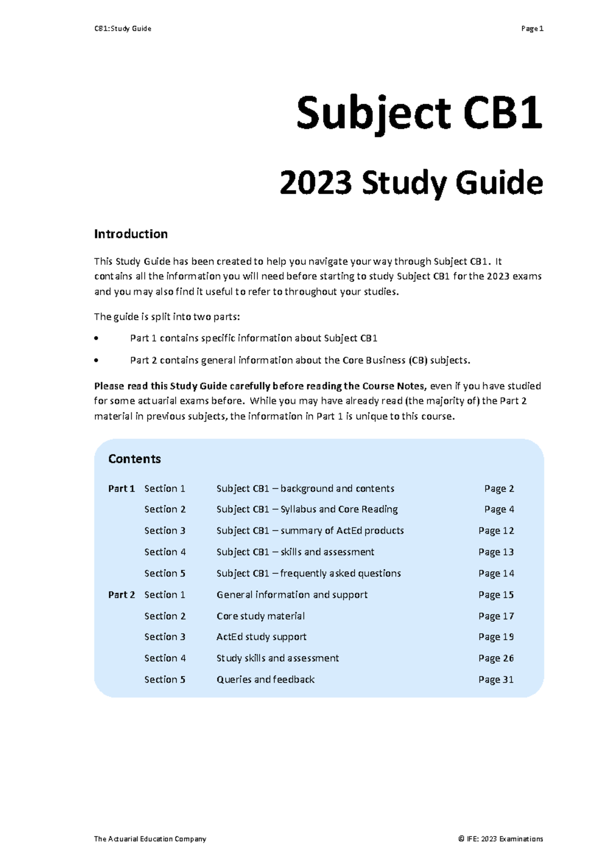 CB1 Study Guide for 2023: Essential Information & Exam Prep - Studocu