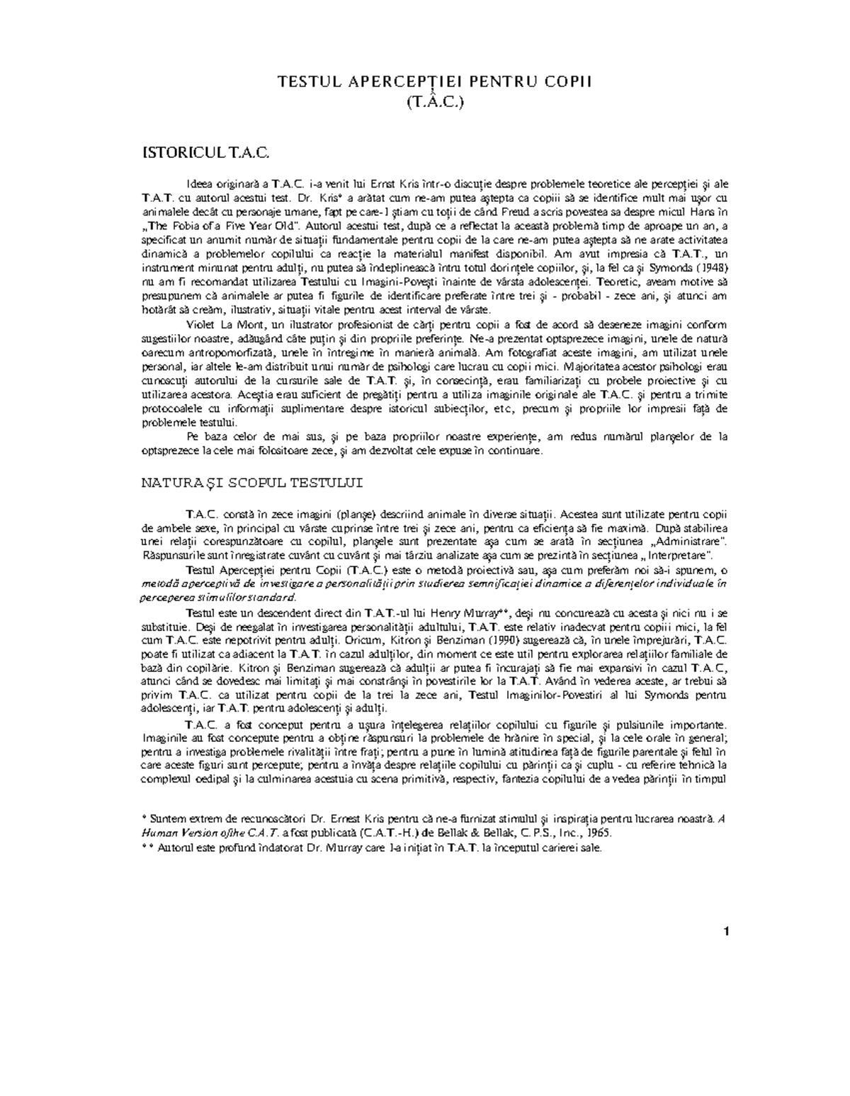 Manual de Tehnici Proiective: Utilizarea Testului T.A.C. pentru Copii ...
