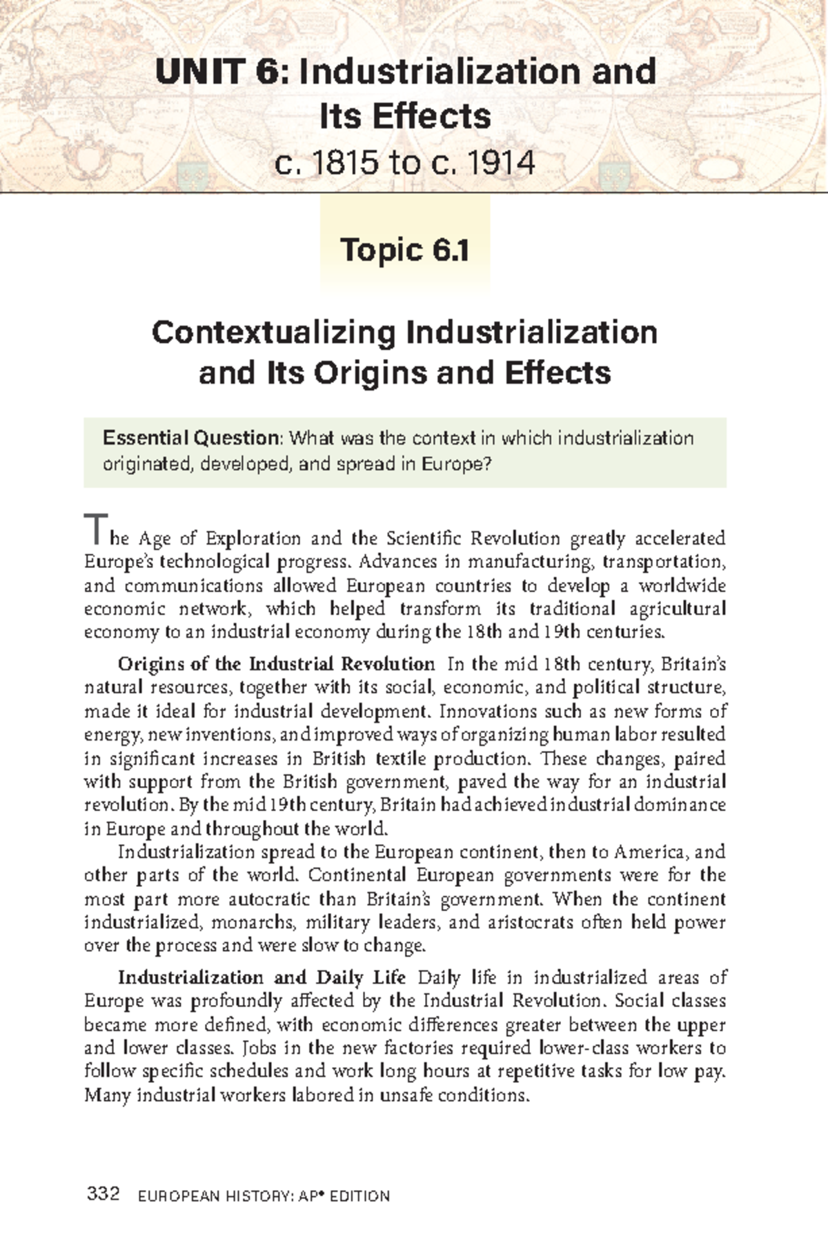 AP Euro Unit 6: Industrialization & Its Socioeconomic Effects (1815 ...