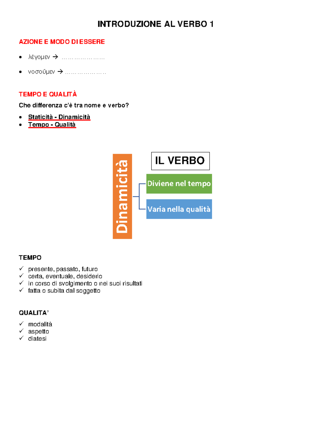 01 - Introduzione AL Verbo 1 - Tempi E MODI - INTRODUZIONE AL VERBO 1 ...