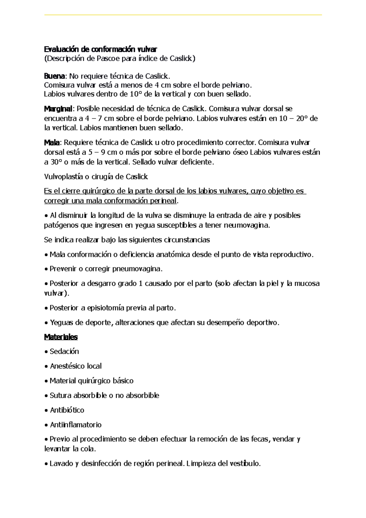 Evaluación y Consideraciones de la Vulvoplastía en Yeguas - Studocu