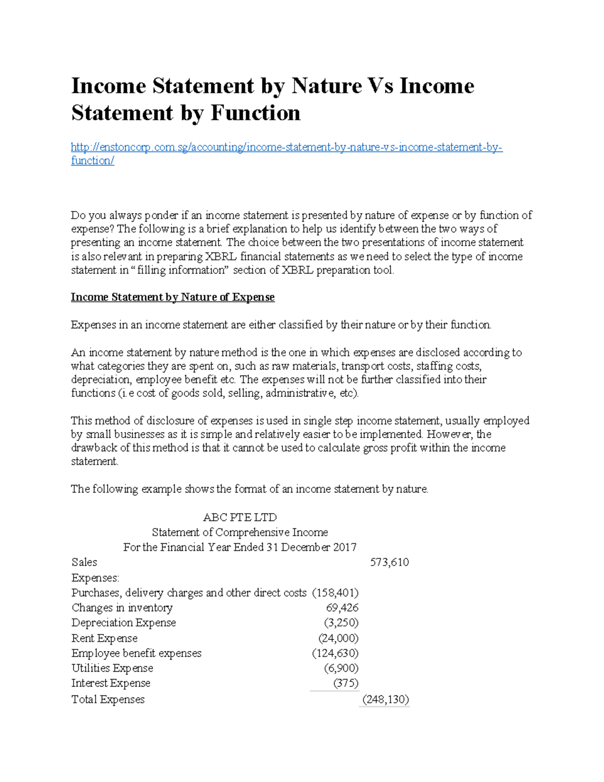 ACCT101 - Function vs Nature: Income Statement Lecture Notes - Studocu