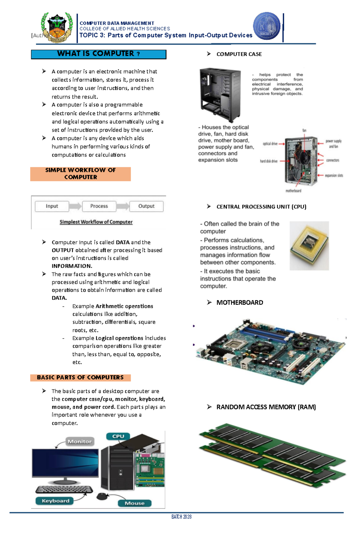 CDM 3 - Sjjjanama - COLLEGE OF ALLIED HEALTH SCIENCES [Author] TOPIC 3 ...