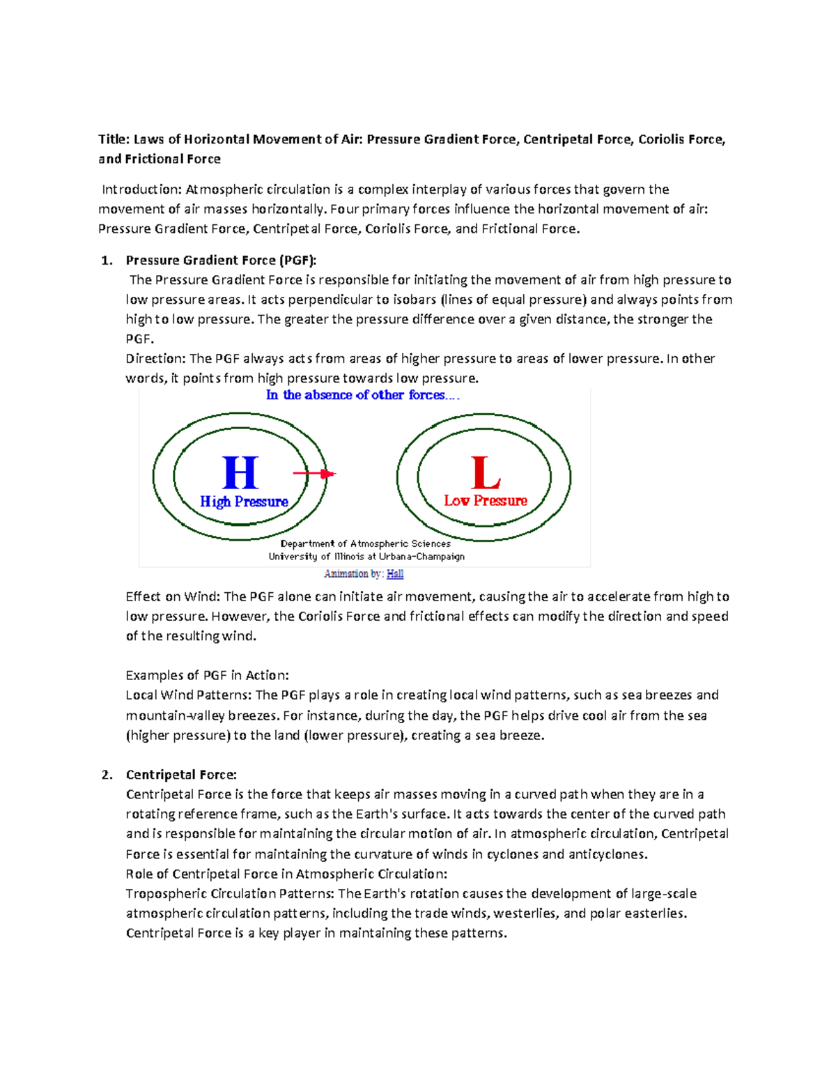 Laws of Horizontal Air Movement: PGF, Centripetal, Coriolis Forces ...