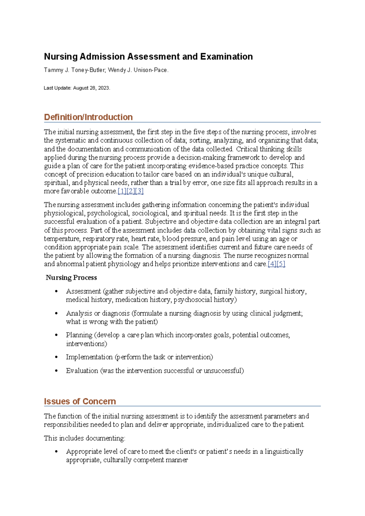 NUR 101: Nursing Admission Assessment & Examination Overview - Studocu