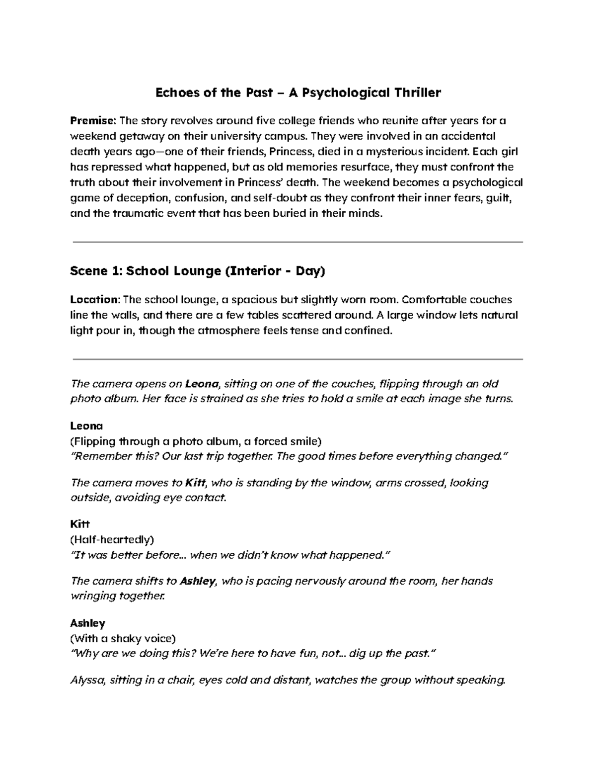 Revised FLOW AND Script - Echoes of the Past – A Psychological Thriller ...