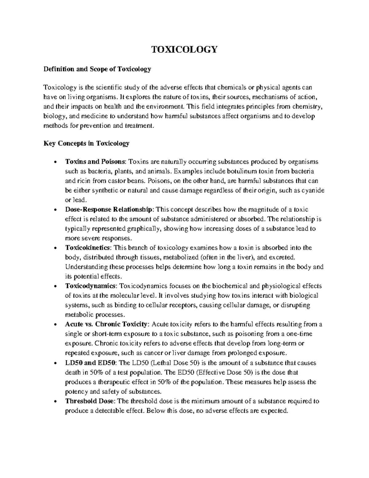 Toxicology Notes: Definition, Key Concepts, and Historical Development ...