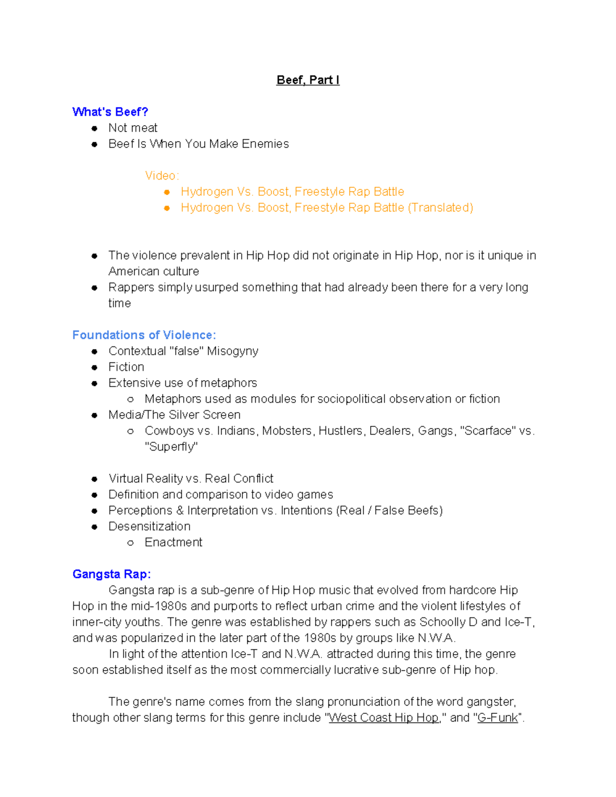 Music 101 - Week 7 Lecture Notes: Exploring Gangsta Rap and Violence ...