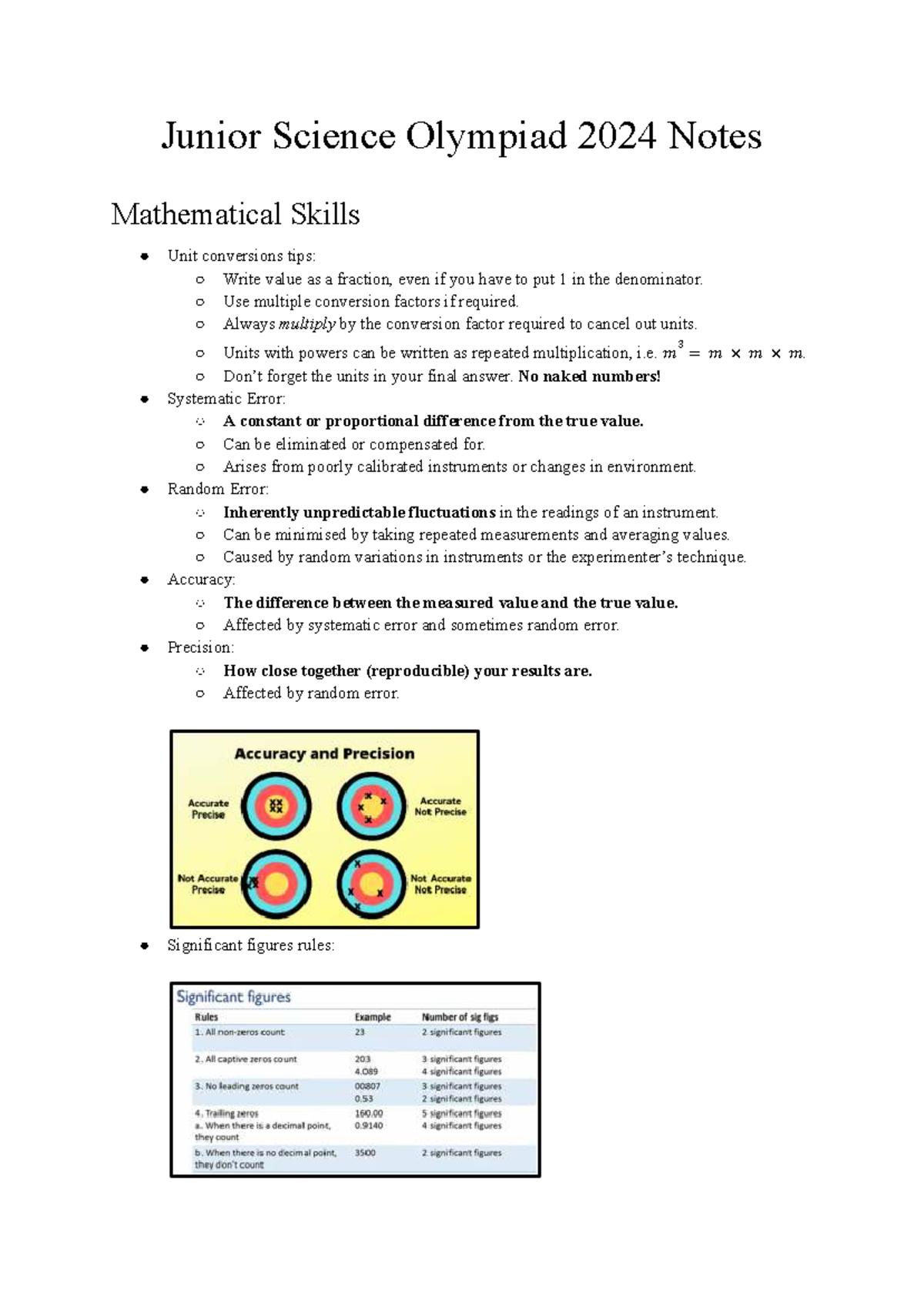 Junior Science Olympiad 2024: Comprehensive Study Notes - Studocu