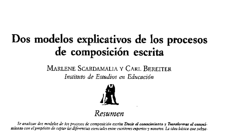 Modelos Explicativos de Composición Escrita: Scardamalia y Bereiter 411 ...