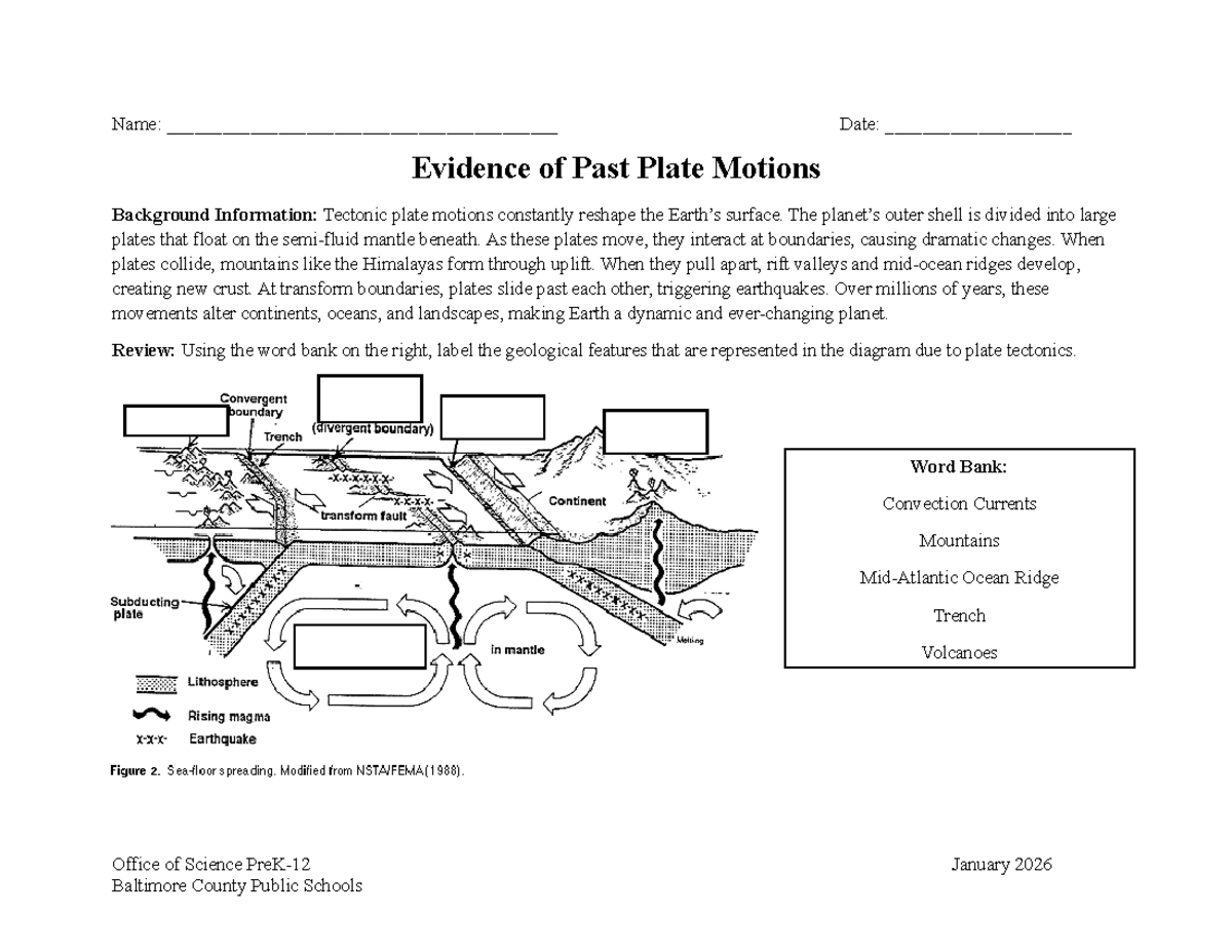 G6 ES L4 Evidence of Past Plate Movements Classwork - Studocu