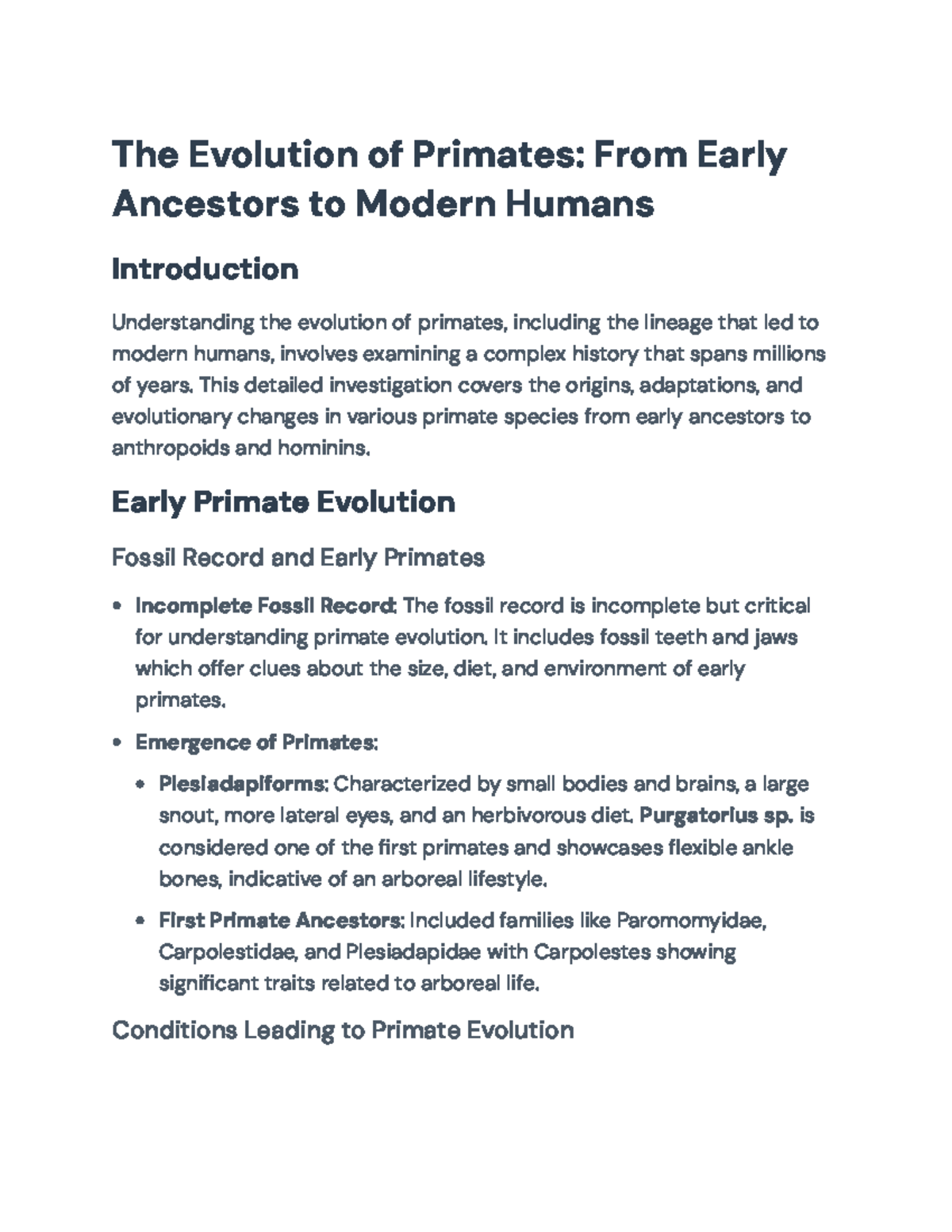 The Evolution of Primates: From Ancestors to Modern Humans - ABC123 ...