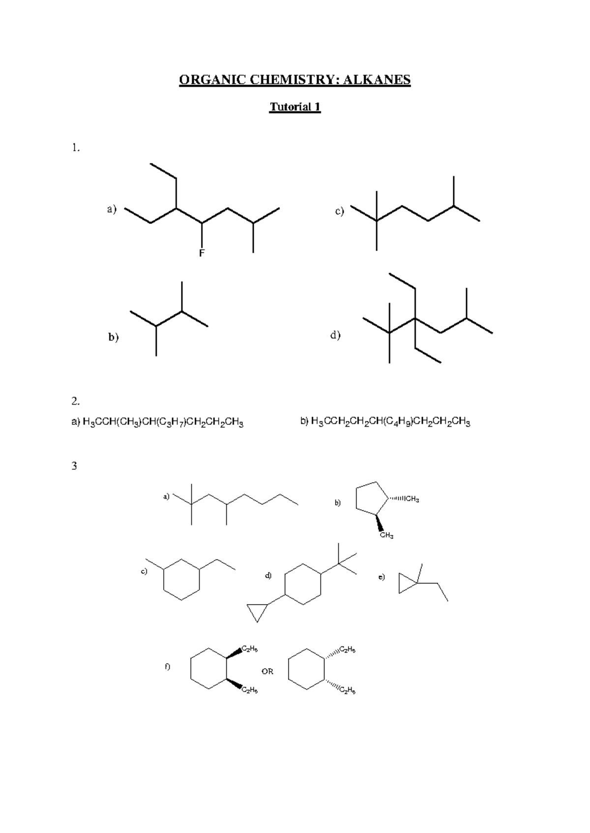Organic Chemistry Tutorial: Alkanes (Course Code: OC-101) - Studocu