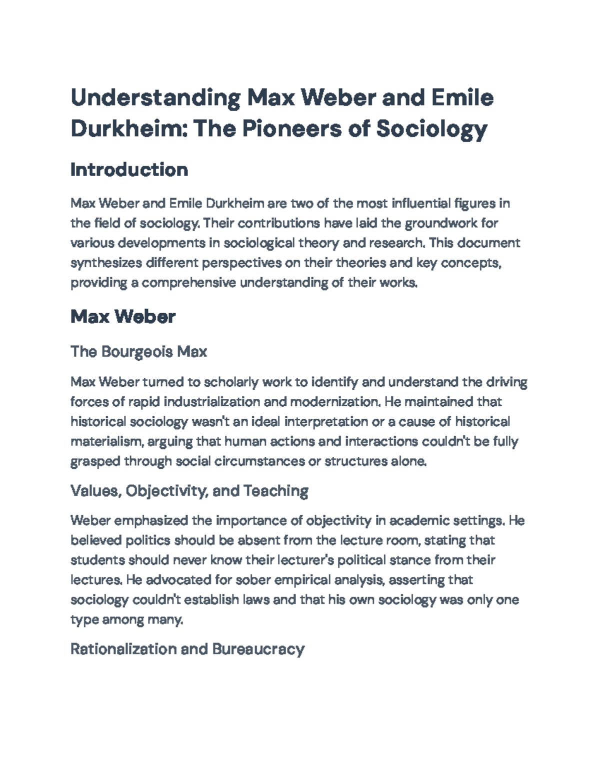 Understanding Max Weber and Emile Durkheim's Sociological Theories ...