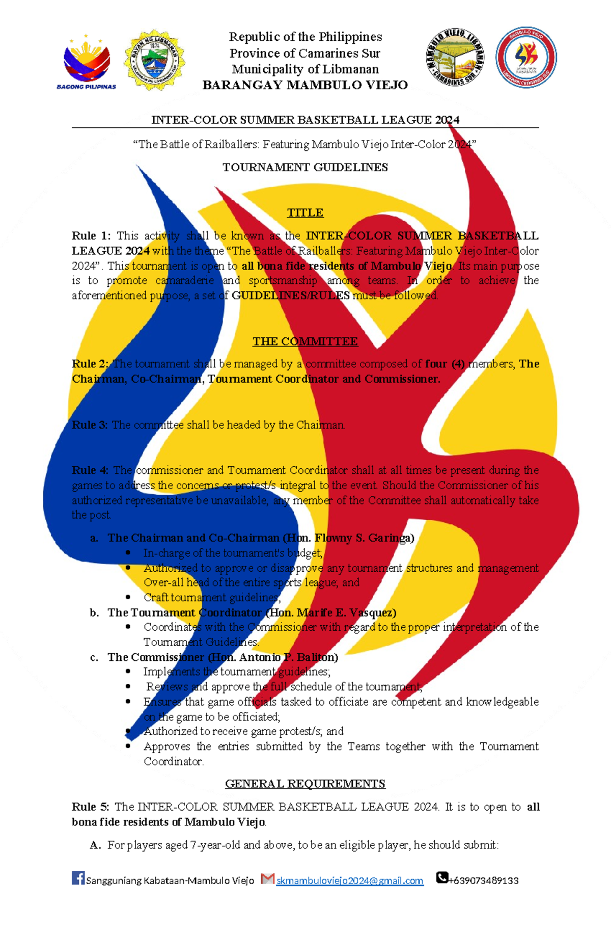 INTER-COLOR SUMMER BASKETBALL LEAGUE 2024: Guidelines & Rules - Studocu
