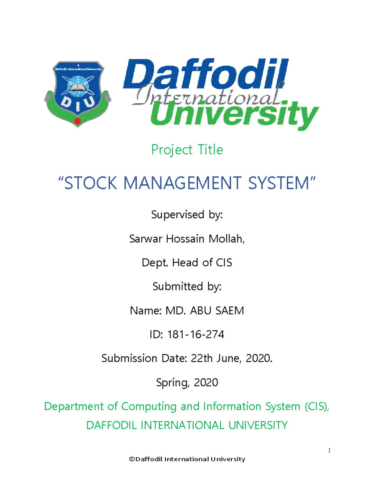 Stock Management System (CIS-Project) - Detailed Analysis and ...