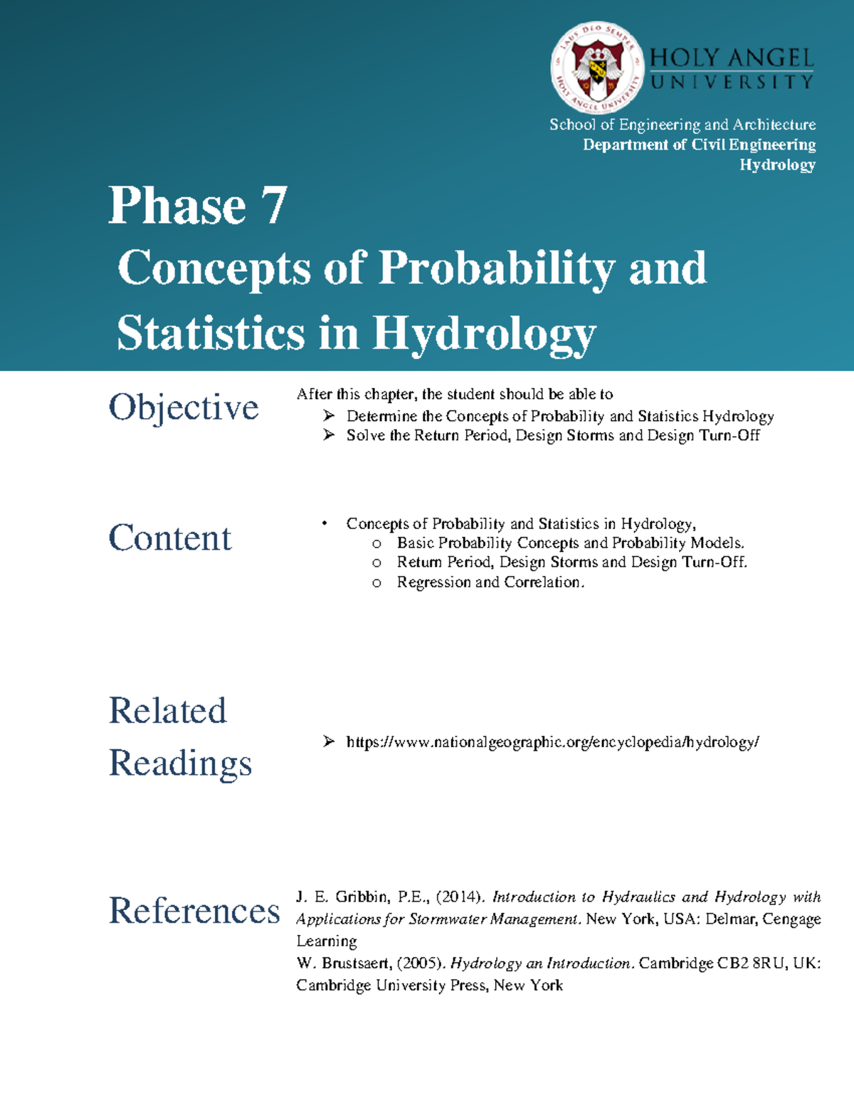 Hydrology - Module 3 - Probability & Statistics Concepts (Phase 7) - Studocu