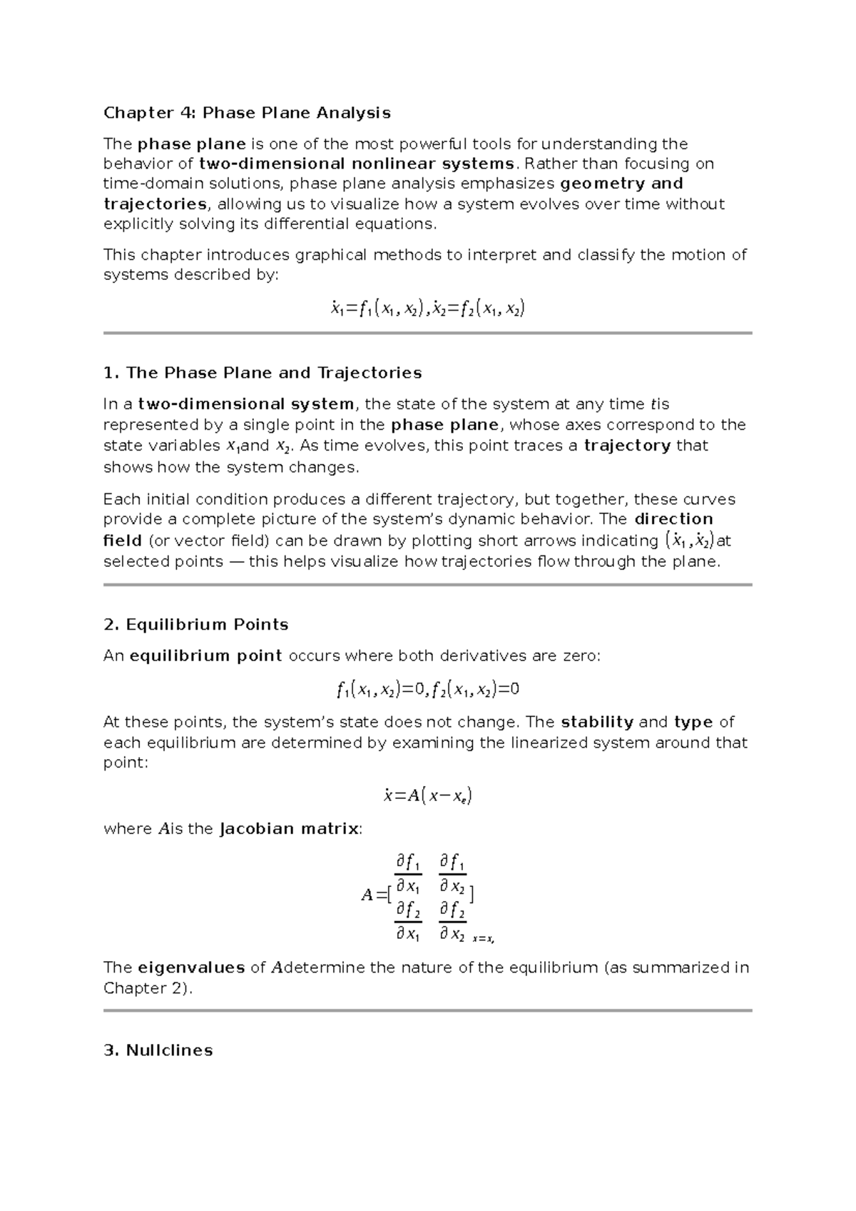 Chapter 4: Phase Plane Analysis of Nonlinear Systems - Studocu