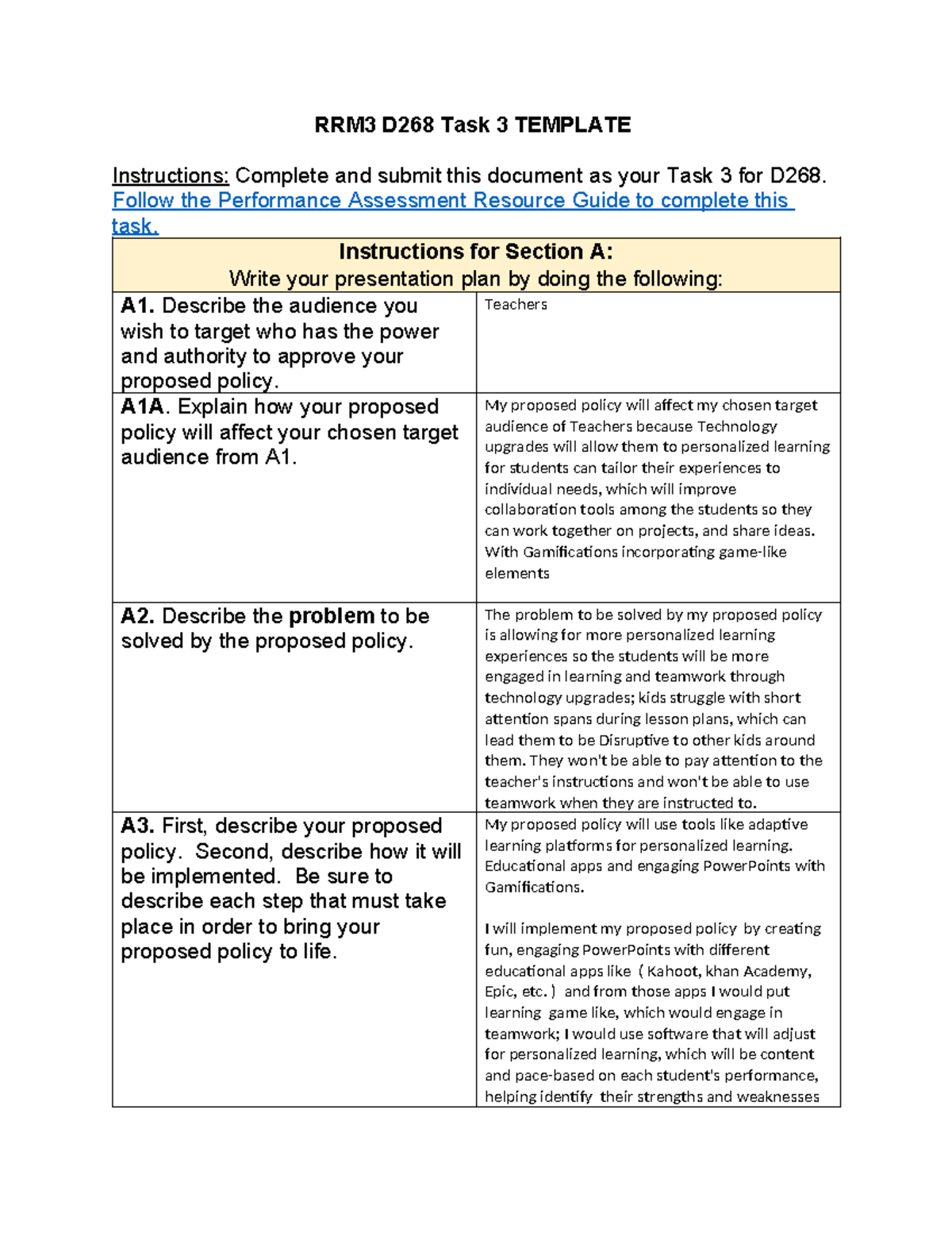 RRM3 D268Task3Seaction A - RRM3 D268 Task 3 TEMPLATE Instructions ...