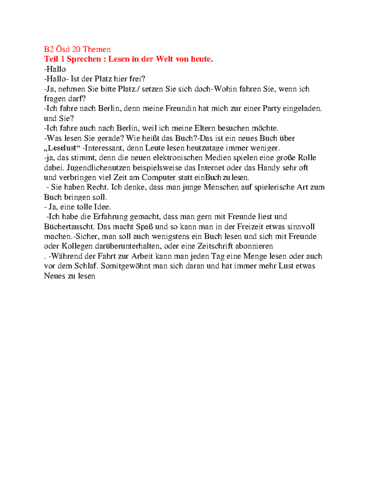 B2 Ösd 20 Themen Schreiben und Sprechen: Medien, Sport und Generationen ...