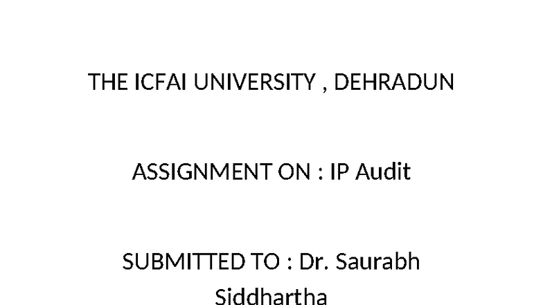 IP Audit Assignment - IPR Valuation (20FLICDDN02057) - Studocu