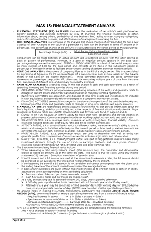 Financial statement analysis CPAR Reviewer - CPA REVIEW SCHOOL OF THE PHILIPPINES Manila ...