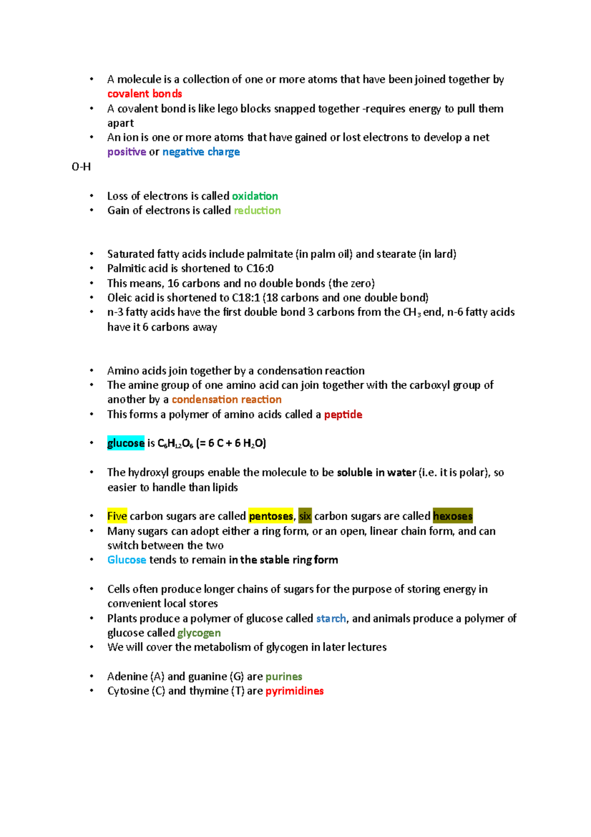 Metabolism Notes for BIO101: Key Concepts and Reactions - Studocu