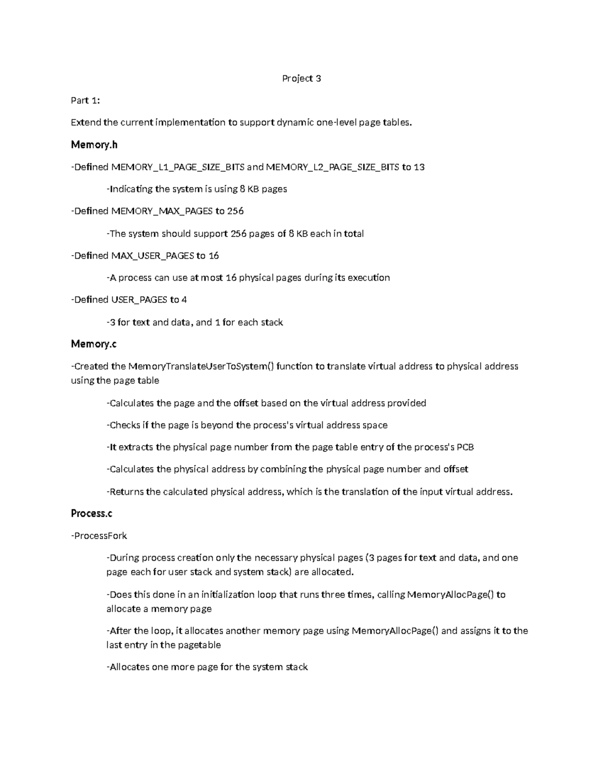 Project 3: Dynamic One-Level Page Tables Implementation Guide - Studocu