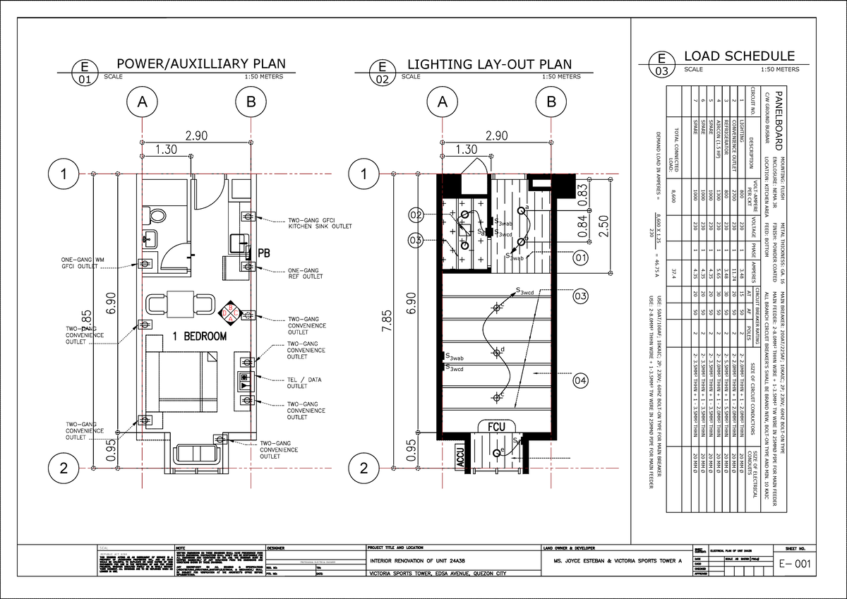 EE-01 - engg - A B 2 1 A B 2 1 POWER/AUXILLIARY PLAN SCALE 1:50 METERS ...