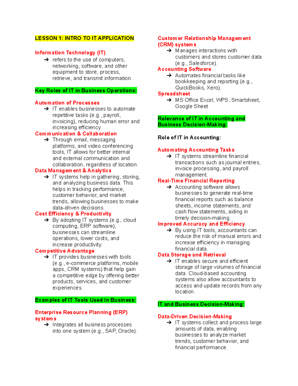 IT Application Reviewer - LESSON 1: INTRO TO IT APPLICATION Information ...